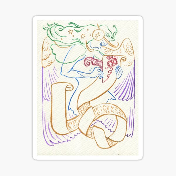 "Scribe Angel colored ink painting" Sticker for Sale by HynekSnajdr ...