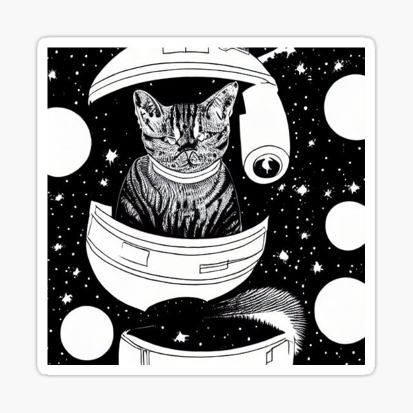"Grumpy Space Cat" Sticker for Sale by gordvan | Redbubble