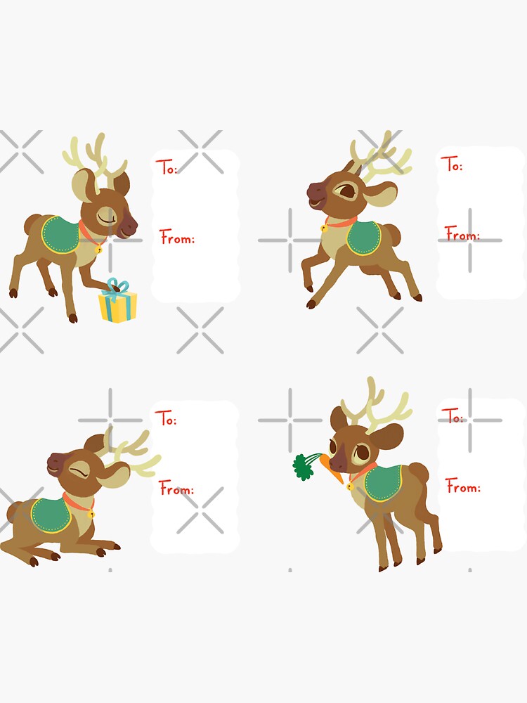 "reindeer christmas tags" Sticker for Sale by LumiLemon | Redbubble