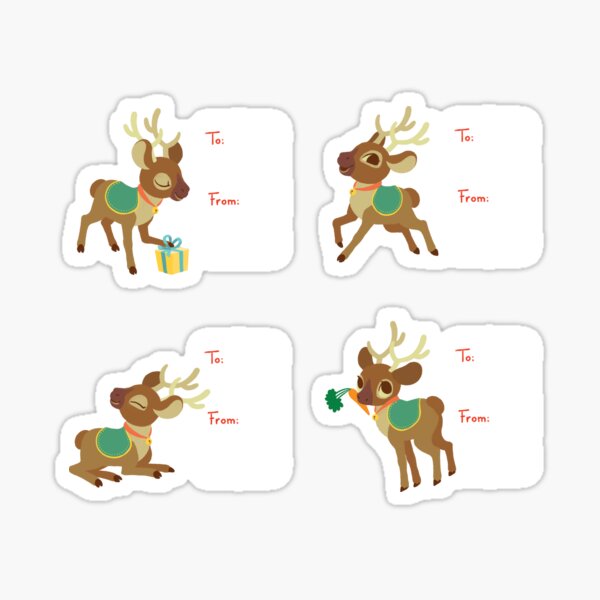 "reindeer christmas tags" Sticker for Sale by LumiLemon | Redbubble