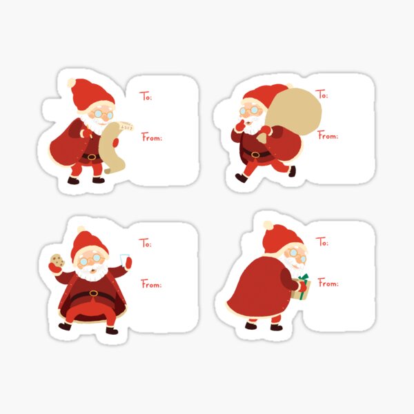"Santa Claus Christmas Labels" Sticker for Sale by LumiLemon | Redbubble