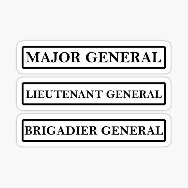 "Sticker Pack - Major General, Lieutenant General, Brigadier General ...