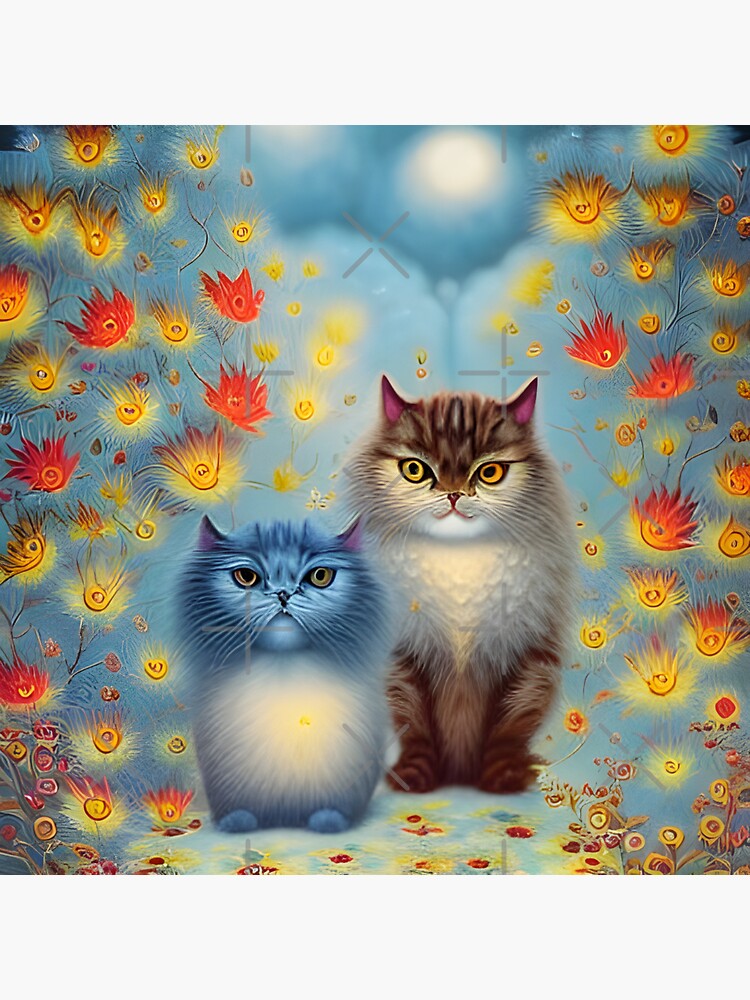 "Two Paws Think Alike - Cat Couple in Autumn" Sticker for Sale by ...