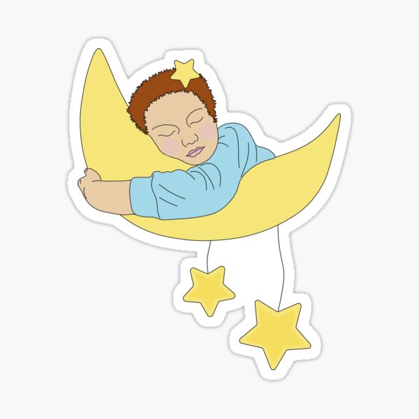 "child sleeping on the moon" Sticker for Sale by SunGraphicArt | Redbubble