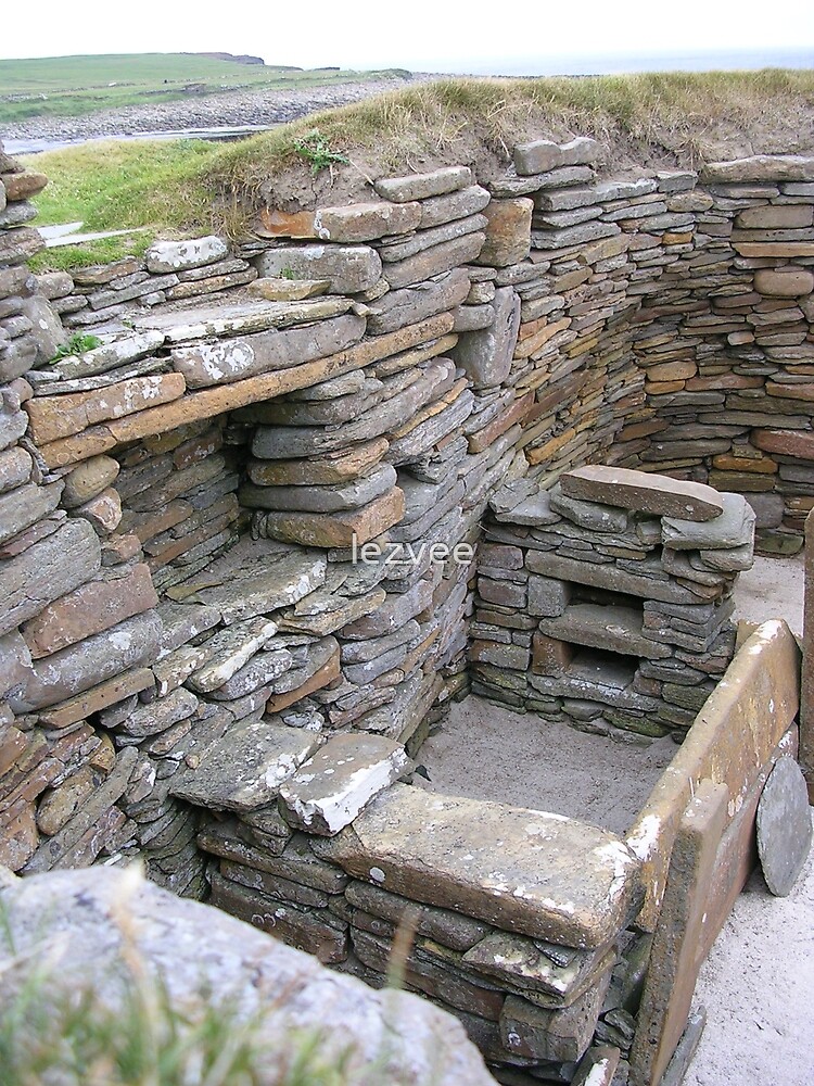 "Interior of Neolithic house, Skara Brae" by lezvee | Redbubble