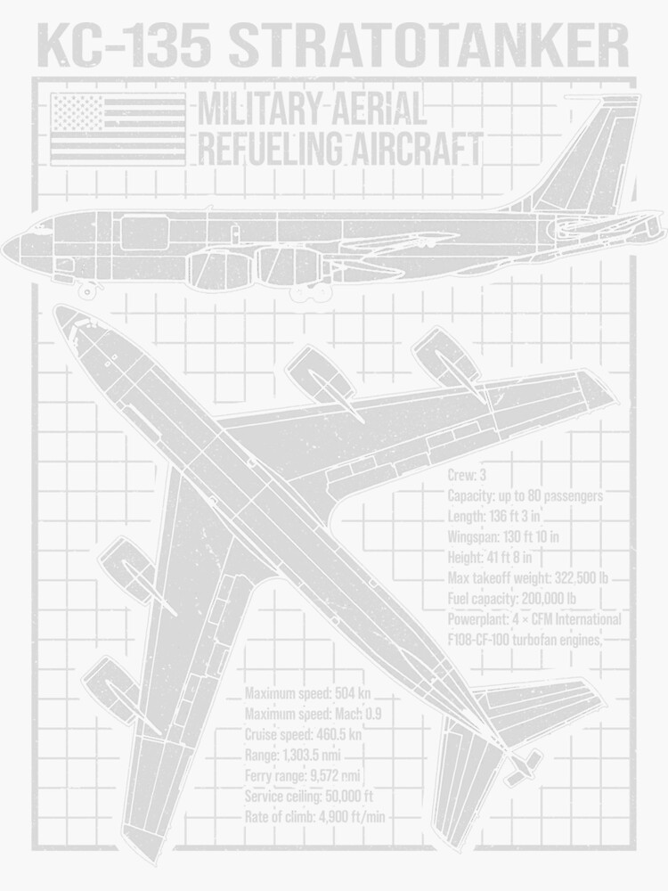 "KC-135 Stratotanker Blueprint" Sticker for Sale by DigitalBadger ...