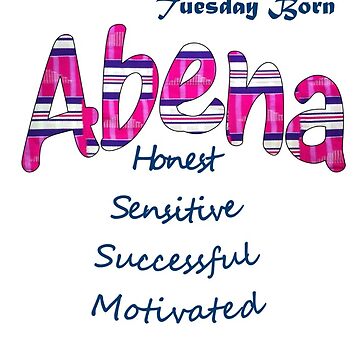 "Tuesday Born Ghanaian Female Name 'Abena' in pink" Sticker for Sale by ...