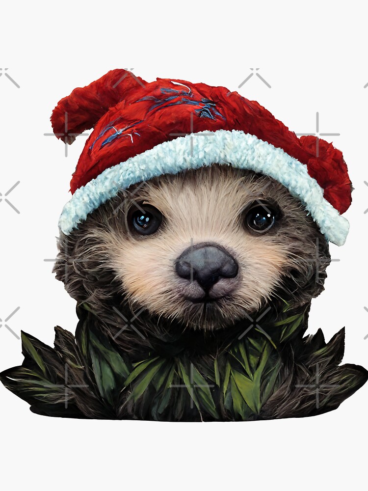 " Cute Sloth Cub wearing a Christmas Cap" Sticker for Sale by Zayar-Paing-Soe | Redbubble