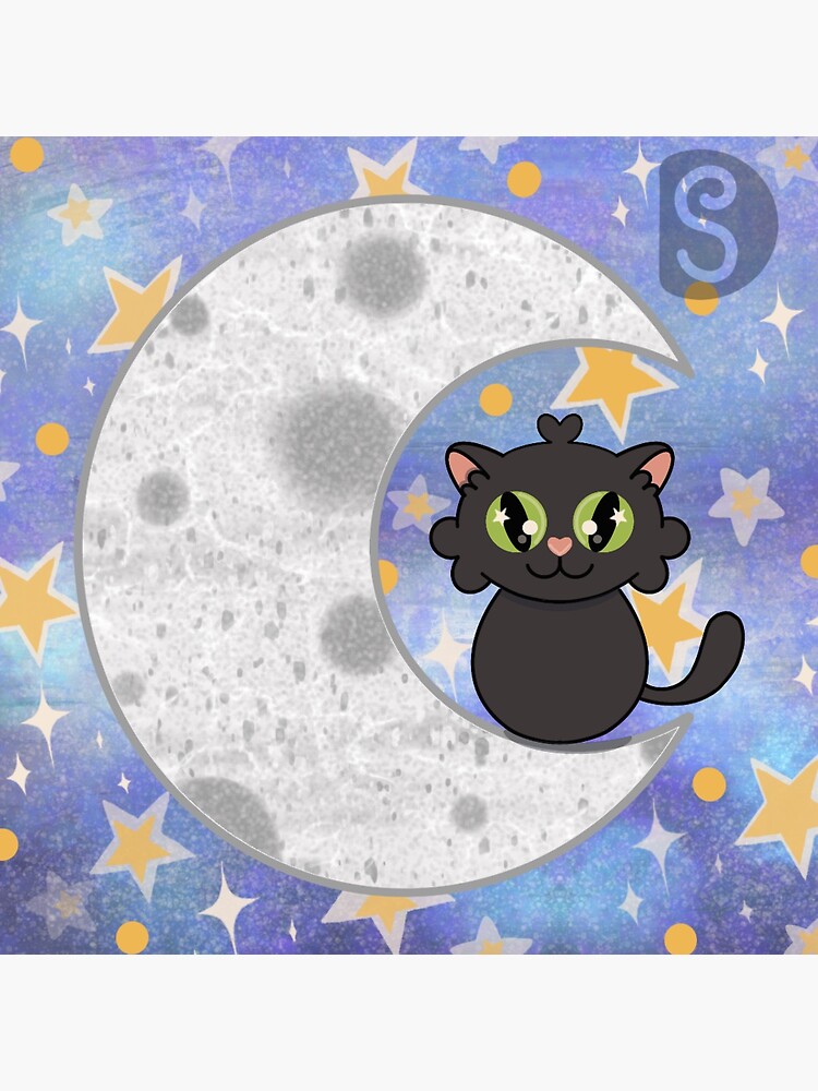 "Kitty&Moon in the Starry Sky." Sticker for Sale by DanTheArtistMan ...