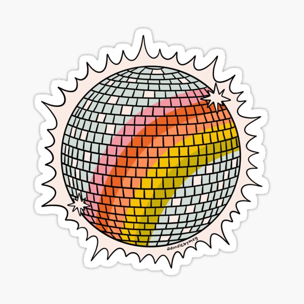 "Rainbow Disco Ball" Sticker for Sale by doodlebymeg | Redbubble