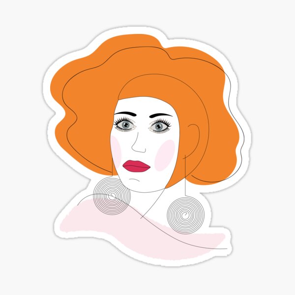 "red-haired woman's face" Sticker for Sale by SunGraphicArt | Redbubble