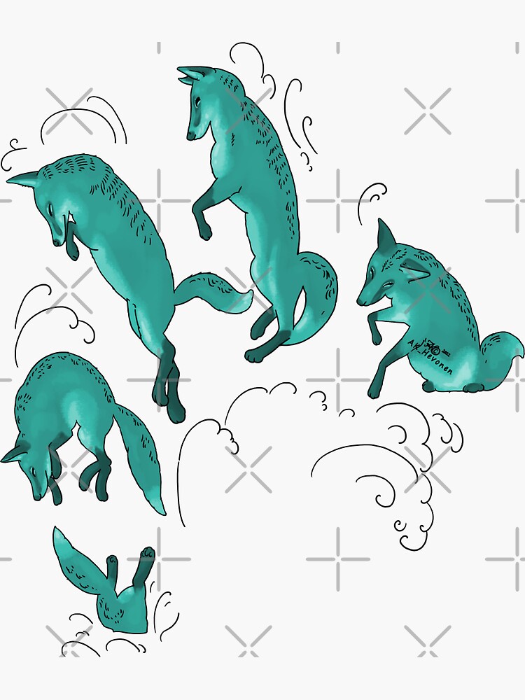 "turquoise colour Winter Fox Jumping" Sticker for Sale by AK-Hevonen ...