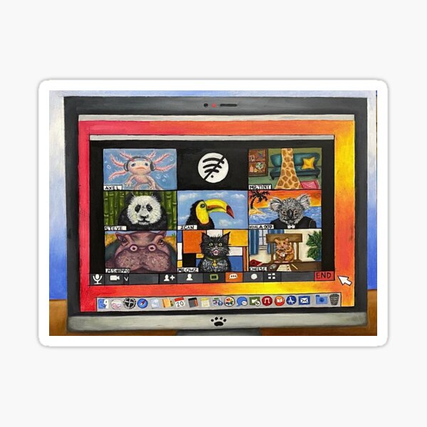 "Animal Zoom Call" Sticker for Sale by sabrinaferran | Redbubble