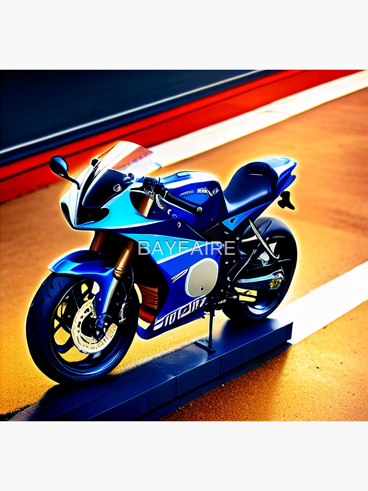 "Vintage Blue MotoGP Racing Sportbike Poster" Sticker for Sale by ...
