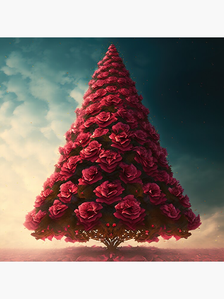 "Christmas Rose Tree" Sticker for Sale by Mr-Ordinary | Redbubble