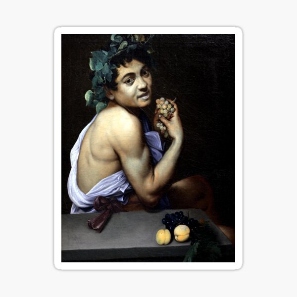 "High Resolution Caravaggio Young Sick Bacchus 1593" Sticker for Sale ...