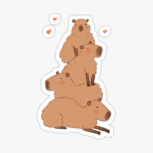 "Capybara stack! " Sticker for Sale by Yarafantasyart | Redbubble