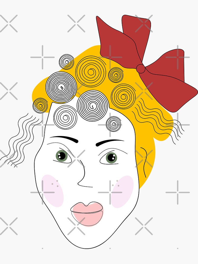 "woman face with a bow" Sticker for Sale by SunGraphicArt | Redbubble