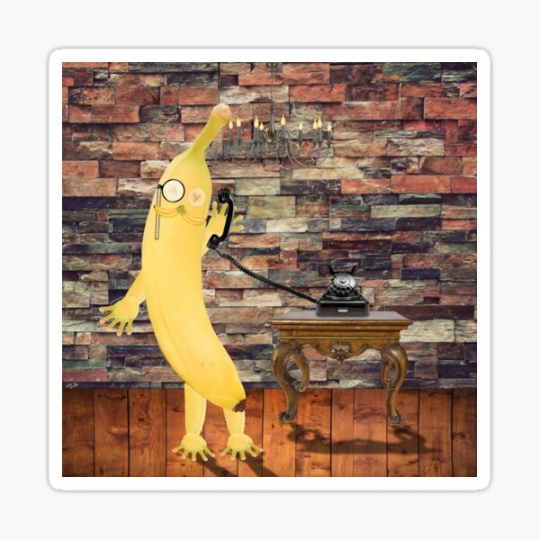 "Banana talking on the phone" Sticker for Sale by OmomerTheCat | Redbubble