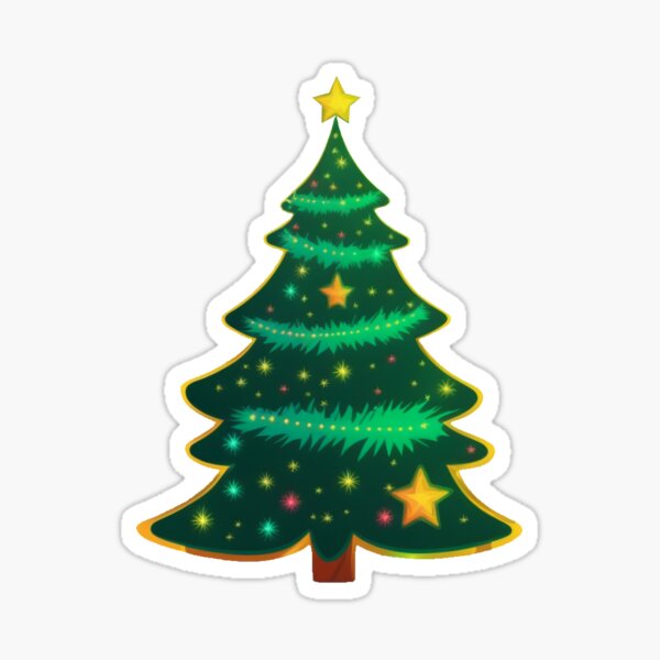 "Beautiful Christmas tree with green garlands" Sticker for Sale by ...