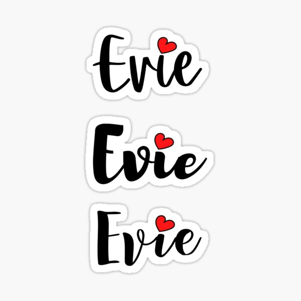 "Evie Name Cute Mini Heart Triple Fonts" Sticker for Sale by 27th-Tee ...