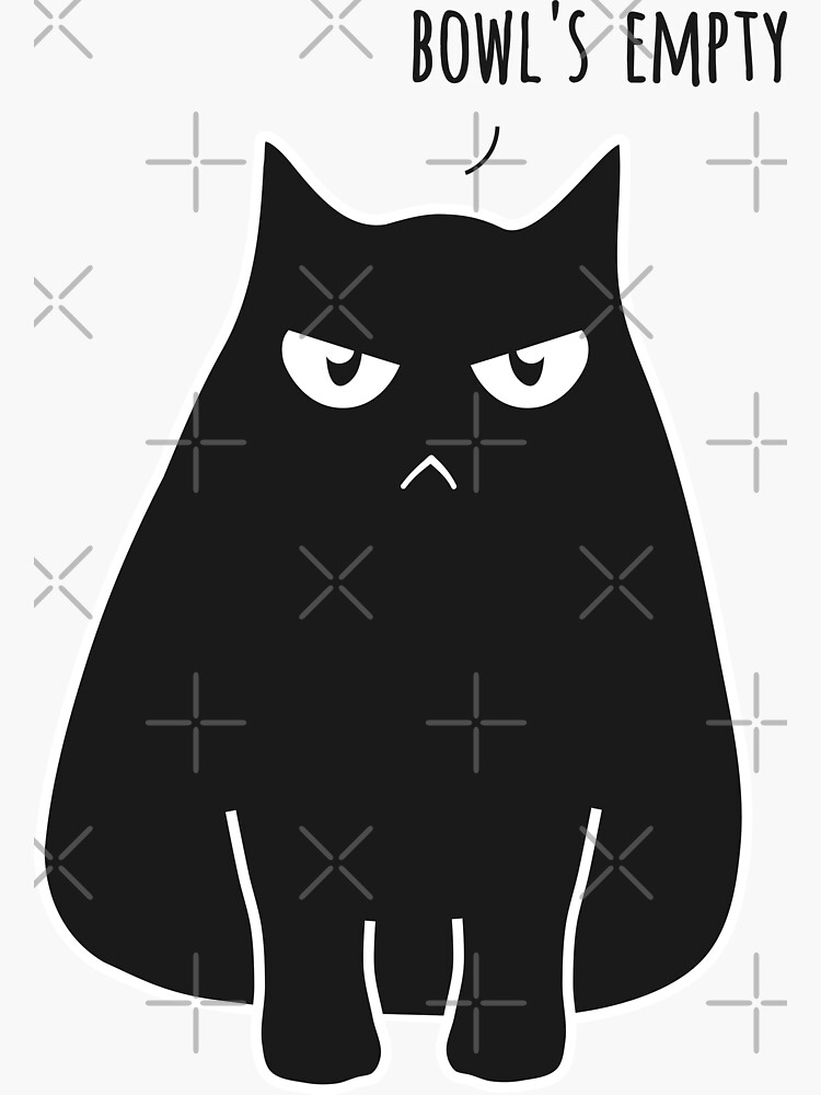 "Fat Grumpy Cat Bowl is Empty" Sticker for Sale by SakaratuL | Redbubble