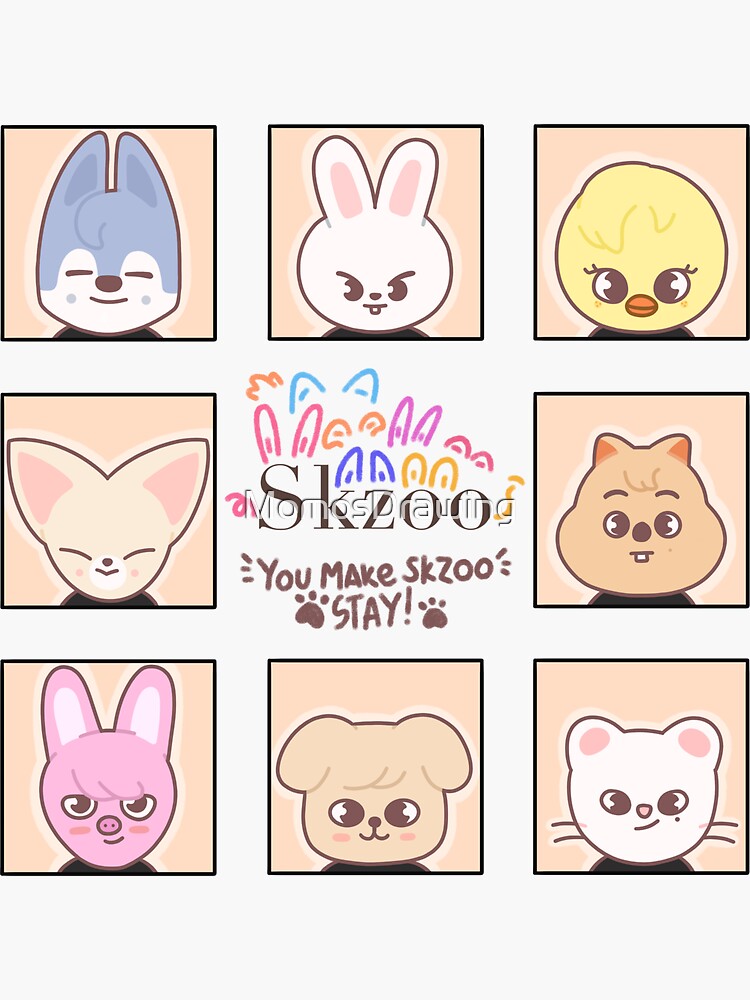 "Stray kids - skzoo" Sticker for Sale by MomosDrawing | Redbubble