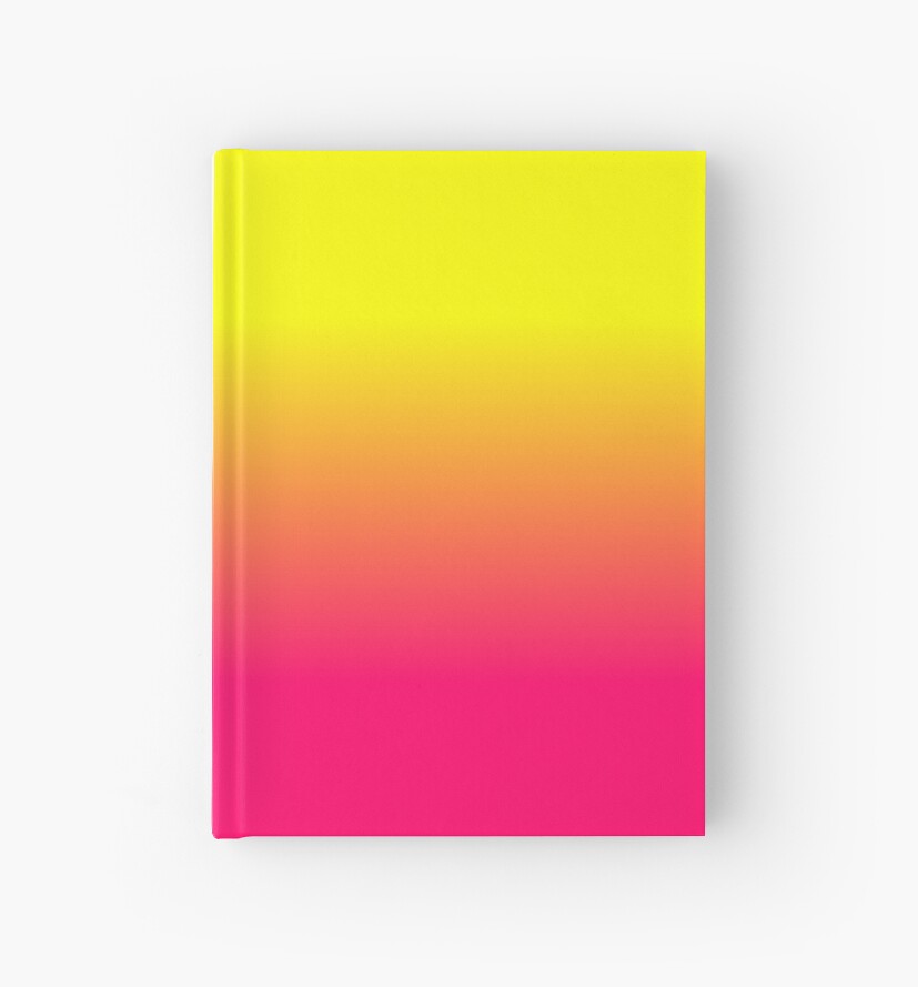 "Neon Pink and Neon Yellow Ombré Shade Color Fade" Hardcover Journal by ...