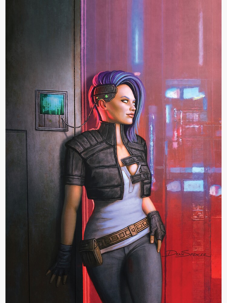 "Cyberpunk Hacker Girl" Sticker for Sale by DeanSpencerArt | Redbubble