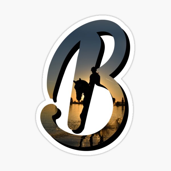 "Letter B Monogram Script Initial Horseback Riding Variant " Sticker ...