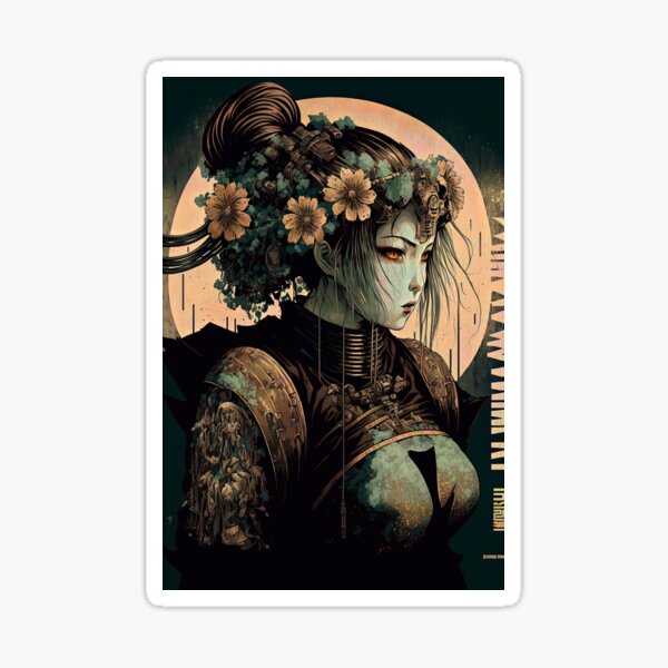 Japanese Cyberpunk Samurai Woman Sticker For Sale By Loraleiffxi Redbubble