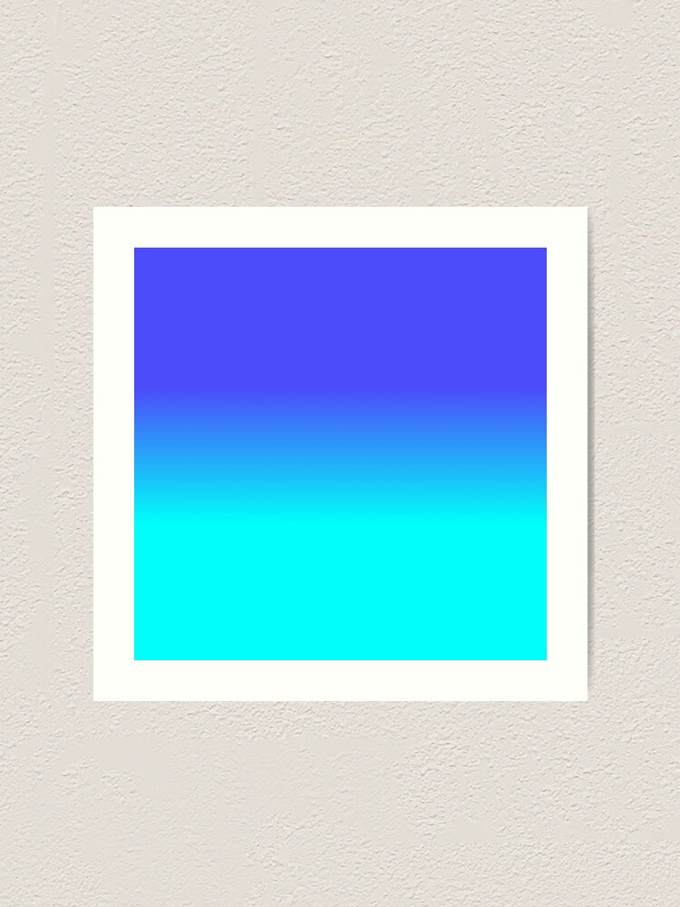 "Neon Blue and Bright Neon Aqua Ombré Shade Color Fade" Art Print for ...