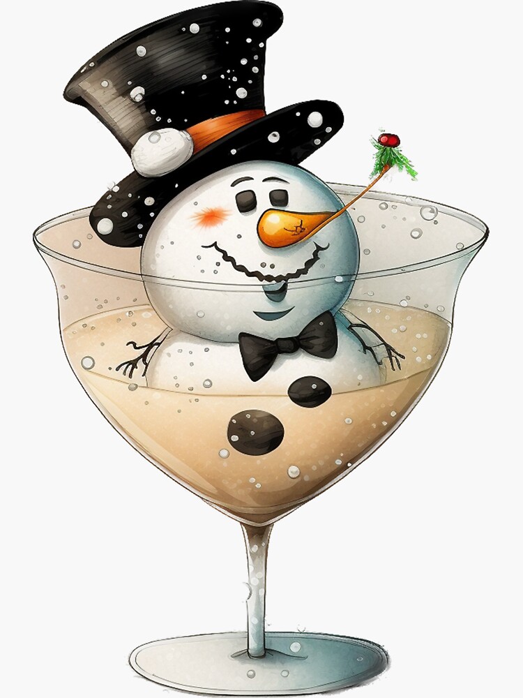 "Snowman Martini" Sticker for Sale by westside310 | Redbubble