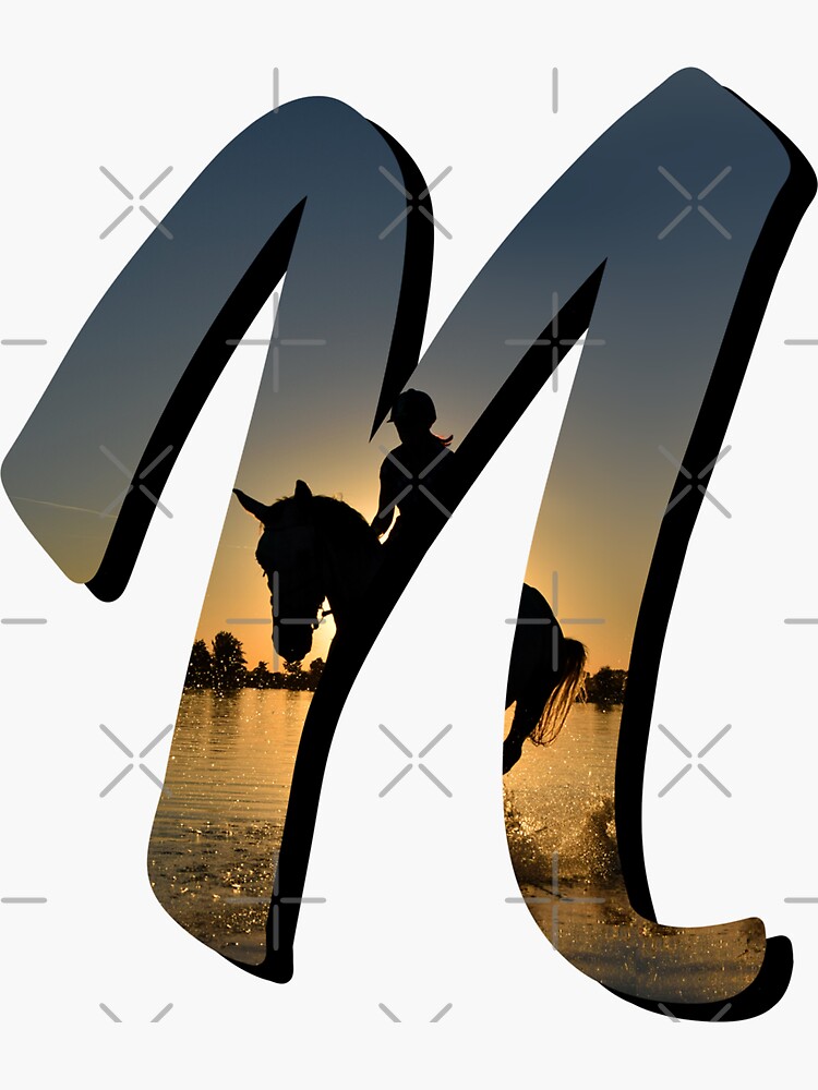 "Letter N Monogram Script Initial Horseback Riding Variant " Sticker ...