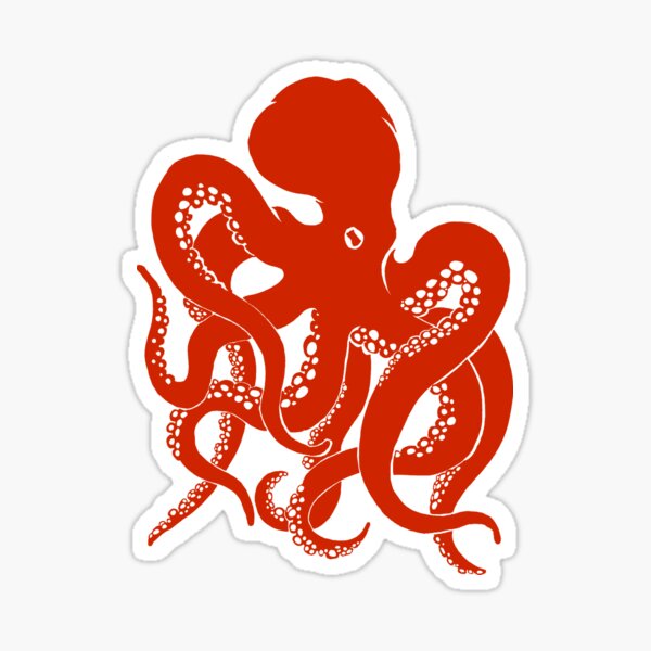 "Red Octopus" Sticker for Sale by SAITKEN | Redbubble