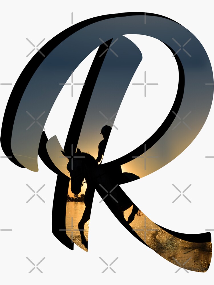"Letter R Monogram Script Initial Horseback Riding Variant " Sticker ...
