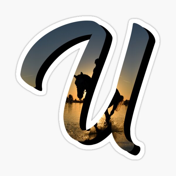 "Letter U Monogram Script Initial Horseback Riding Variant " Sticker ...
