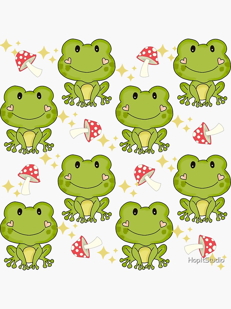 "Cottagecore aesthetic cute frog with mushrooms" Sticker for Sale by ...