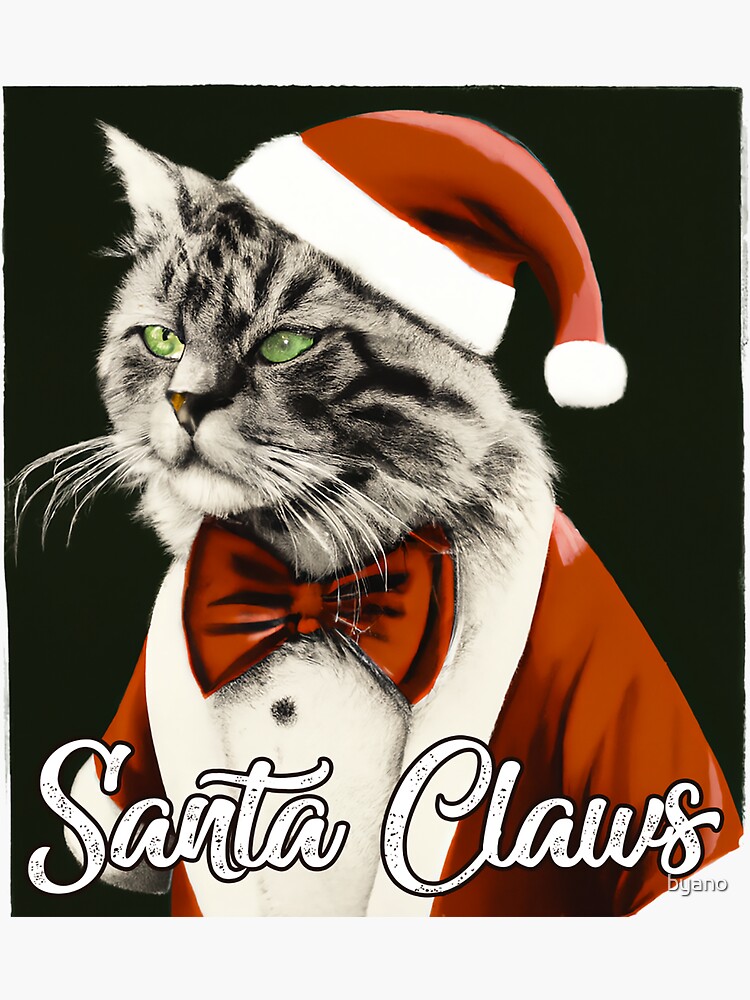 "Funny Santa Claws Artwork, Cat Christmas" Sticker for Sale by byano ...