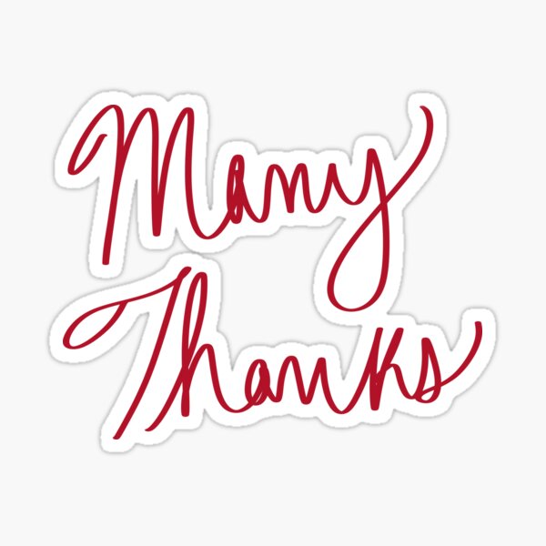 "Many Thanks" Sticker for Sale by abeink | Redbubble