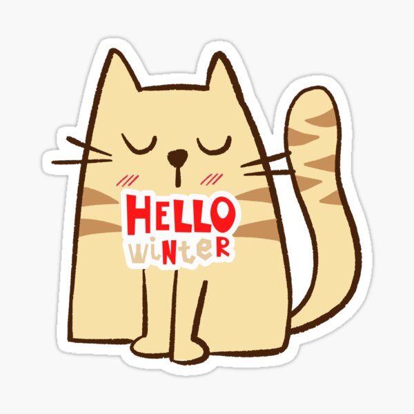 "Hello Winter Cat" Sticker for Sale by Pawboutique | Redbubble
