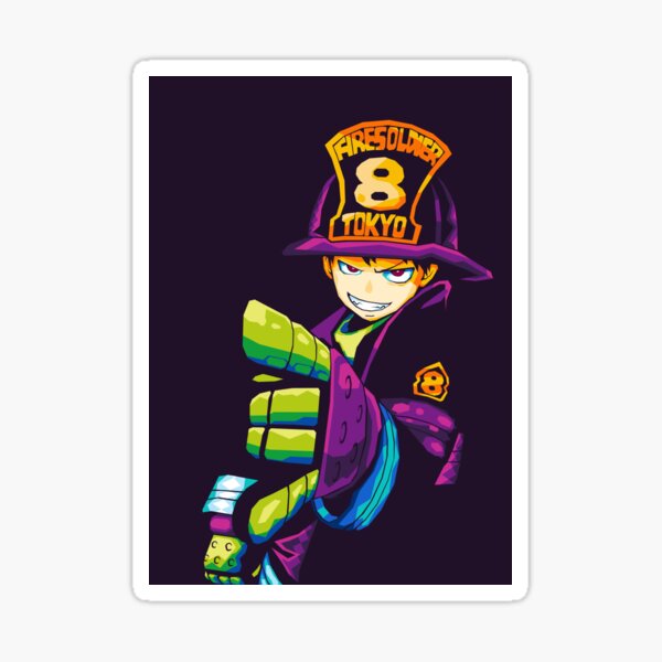 "shinra kusakabe" Sticker for Sale by pentiumxstudio | Redbubble