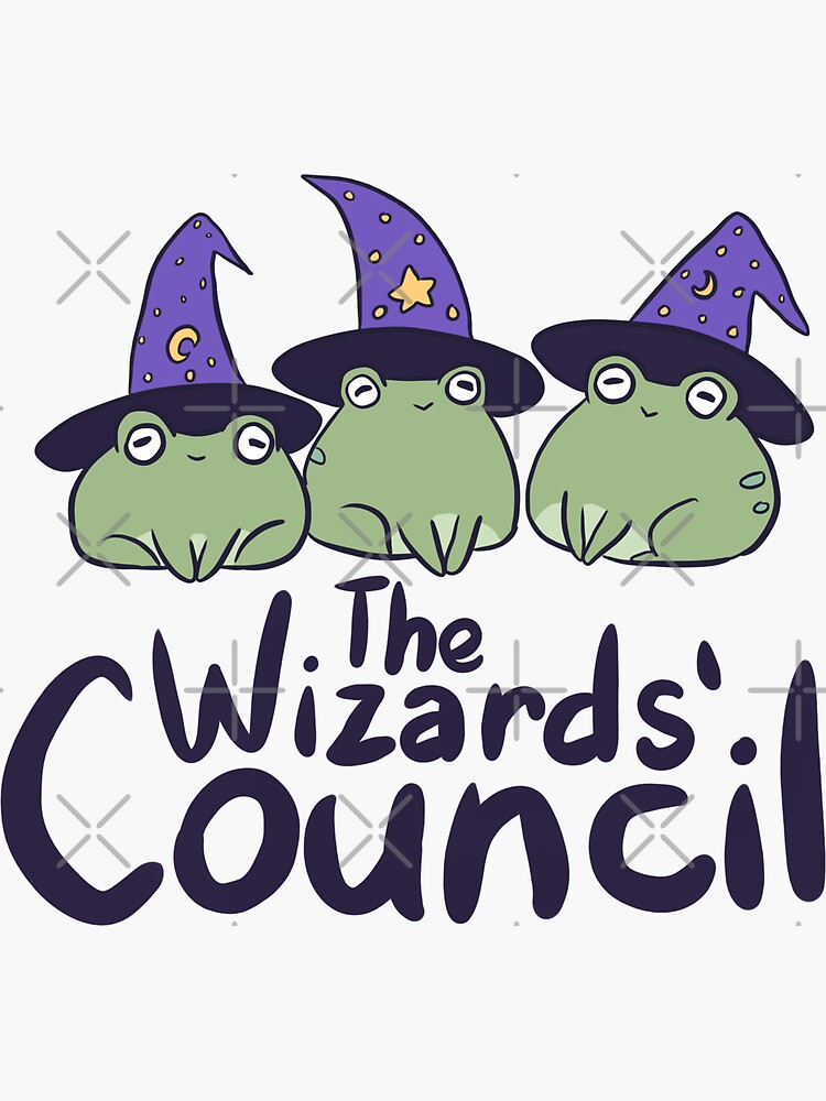 "The wizard council - the three cute little wizard frogs" Sticker for ...