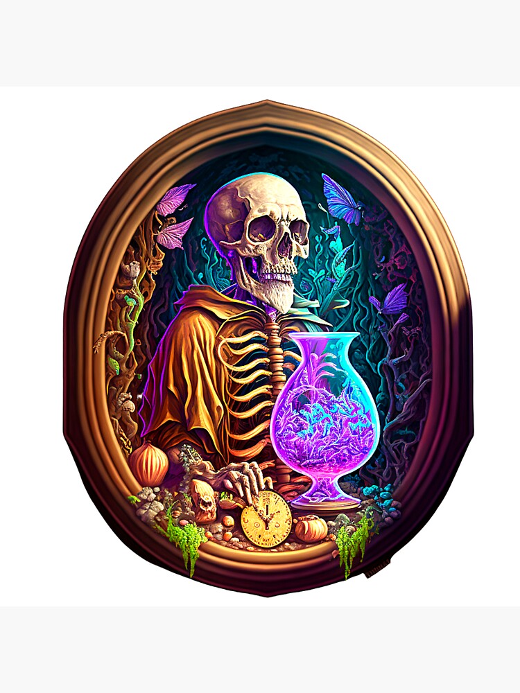 "Oval Skeleton portrait psychedelic Death" Sticker for Sale by Itis ...