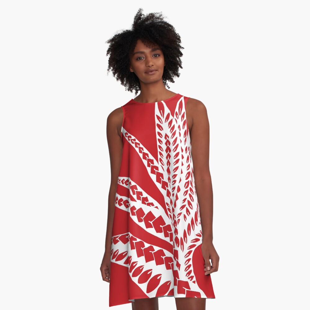 "Red Polynesian Geometric Floral Chic Bird of Paradise Tribal Tattoo" A ...