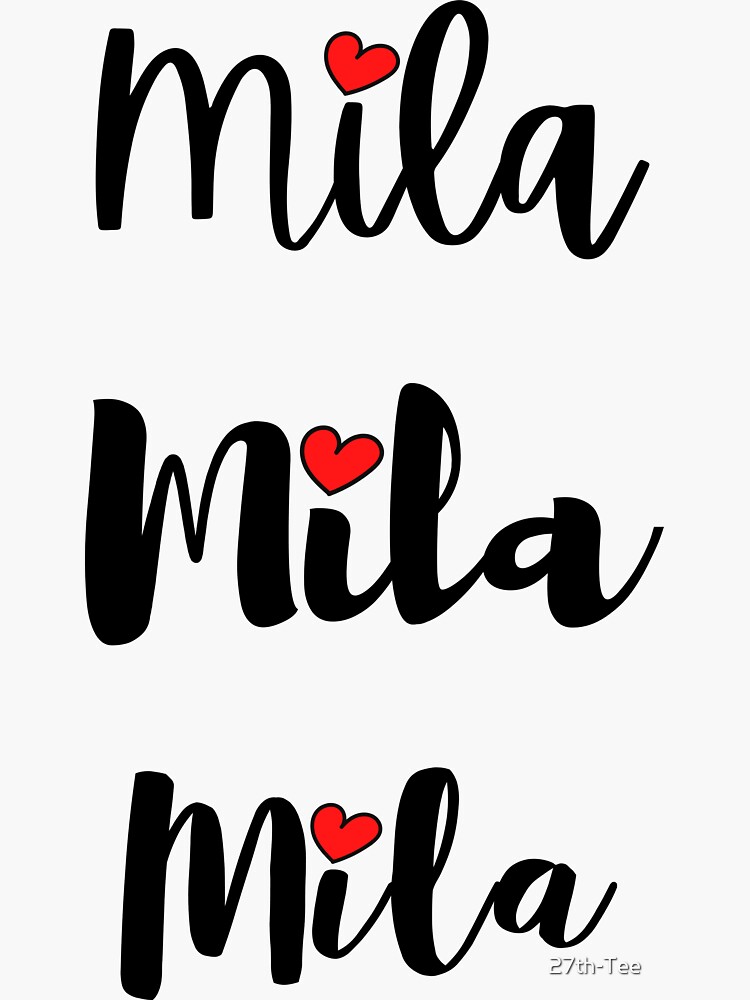"Mila Name Cute Mini Heart Triple Fonts" Sticker for Sale by 27th-Tee ...