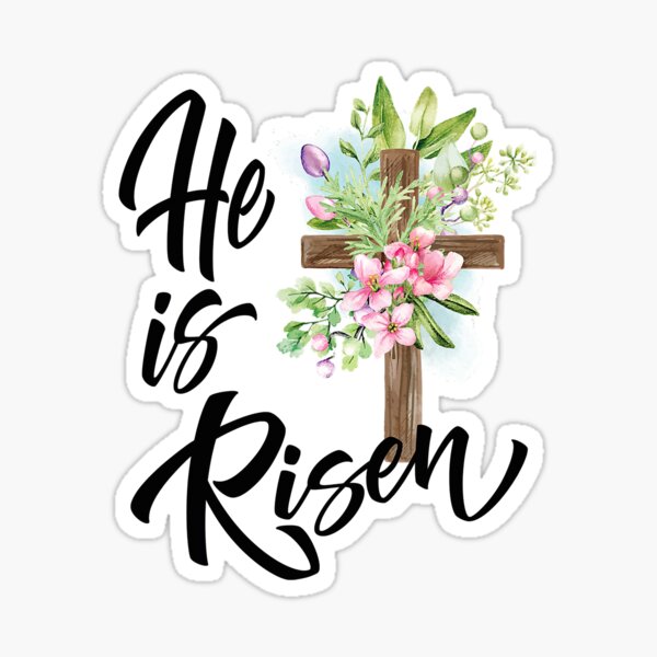 "Jesus Christian He is Risen Floral Christian Jesus Cross Happy Easter ...
