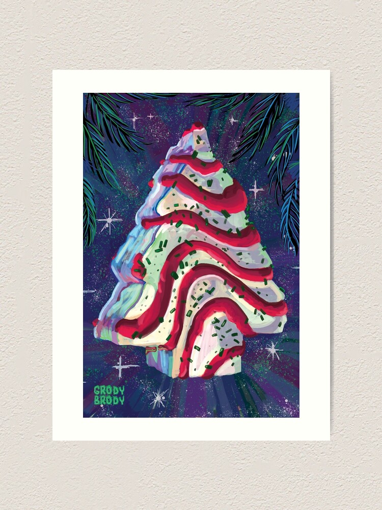 "Christmas Tree Cake Painting" Art Print for Sale by Grody Brody ...