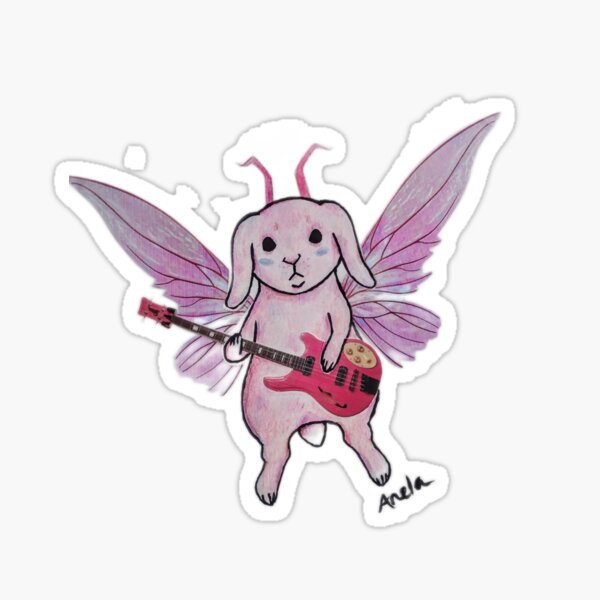 "Rockin' Fairy Bunny (Bassist) " Sticker for Sale by googlyluvr | Redbubble