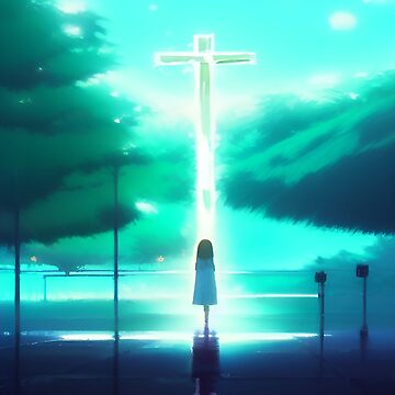Pegatina for Sale con la obra «Anime Christian Cross Temporada de ...